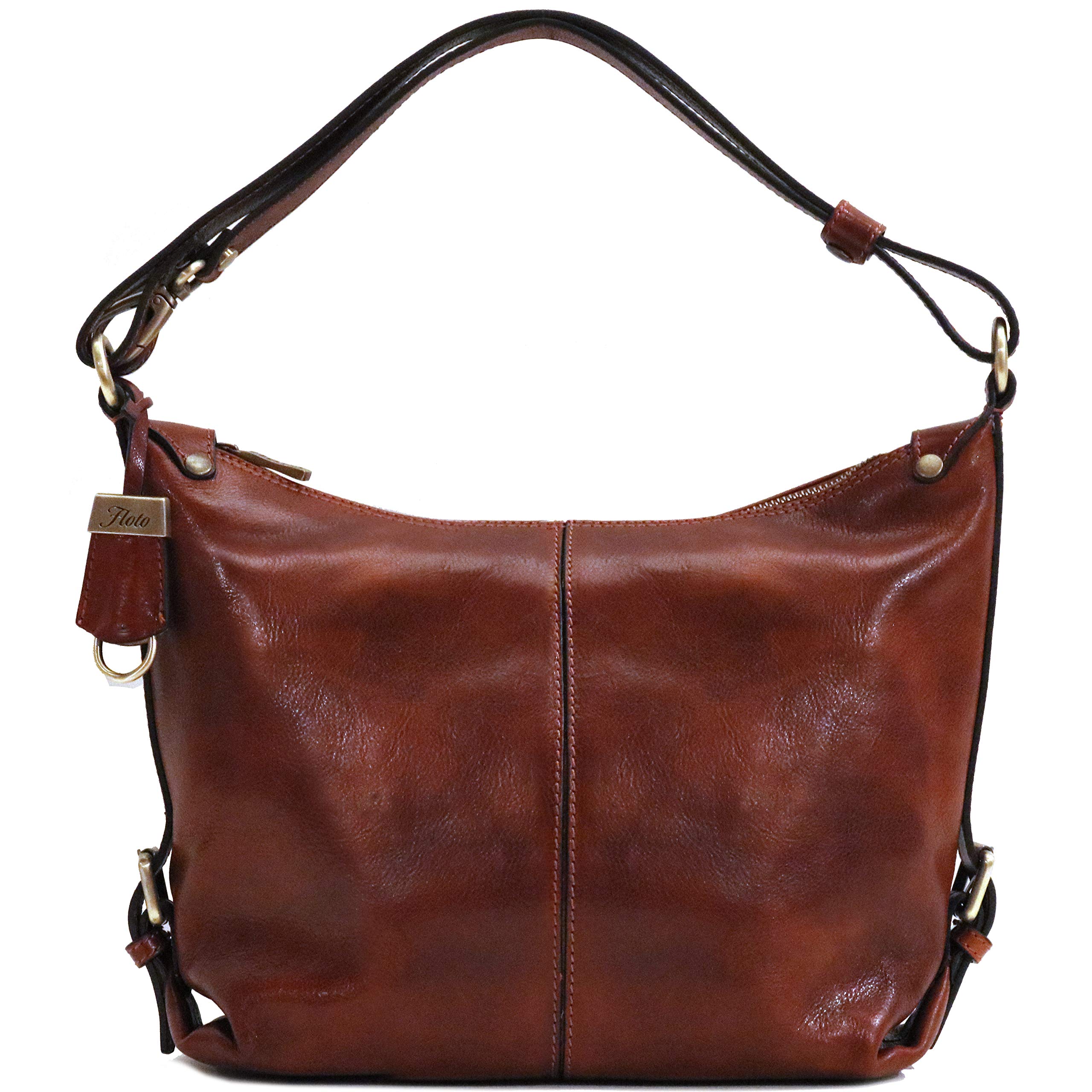Floto Capri Tote Full Grain Leather Shoulder Bag Crossbody in Vecchio Brown