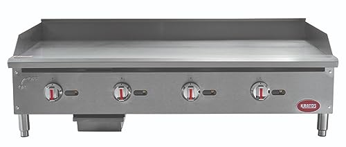 Kratos 29Y-006 48" Wide Commercial Gas Countertop Griddle with Manual Controls, 4 Burners, 120,000 BTU