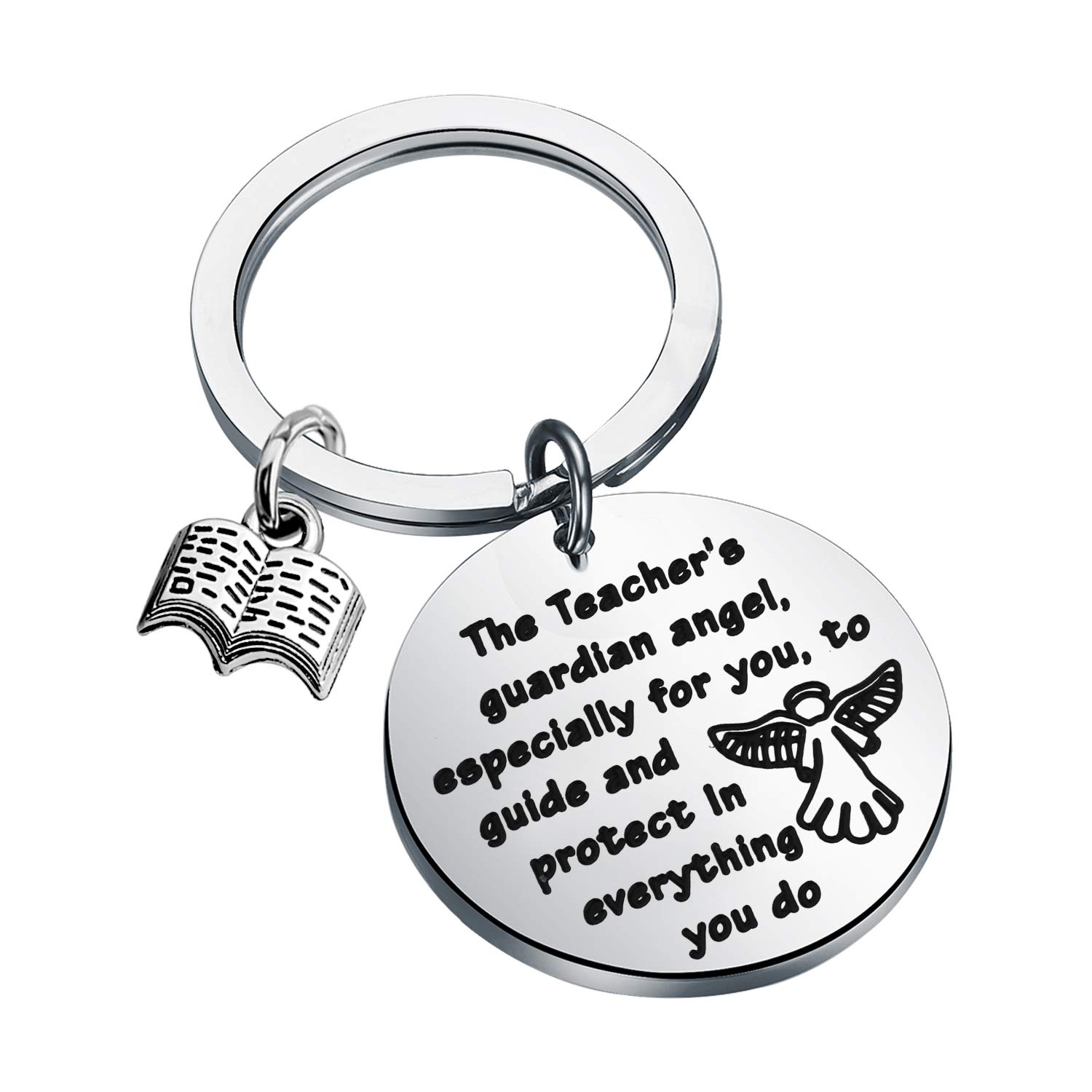 FEELMEM Teacher's Prayer Keychain Teacher Gift A Teacher’s Guardian Angel Protect in Everything You Do Keychain Thank You Gift for Teacher Appreciation Gifts Jewelry (Teacher)