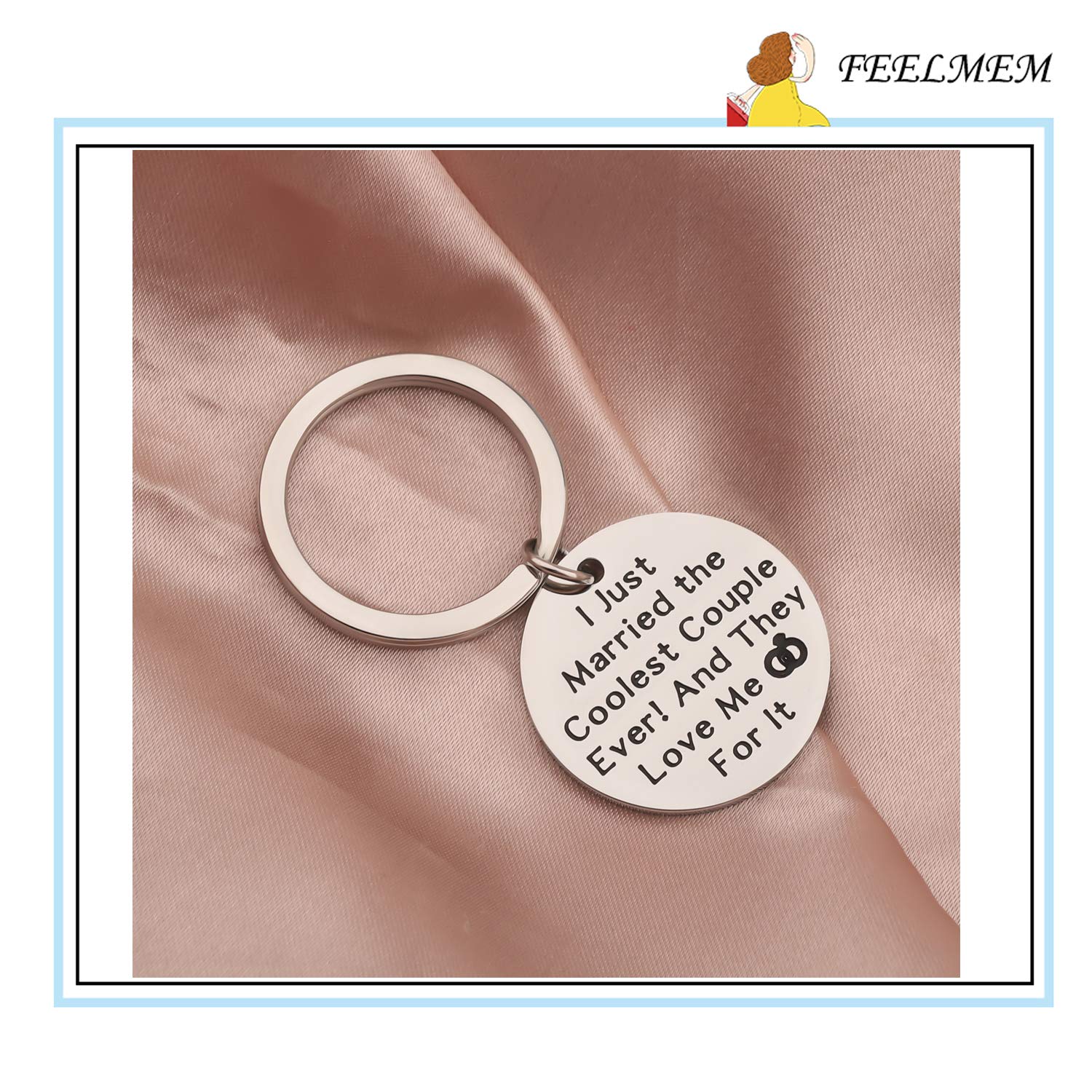 FEELMEM Wedding Planner Gift Wedding Officiant Gift I Just Married the Coolest Couple Ever Keychain Wedding Thank Your Gift for Reverend Preacher Wedding Coordinator (silver)