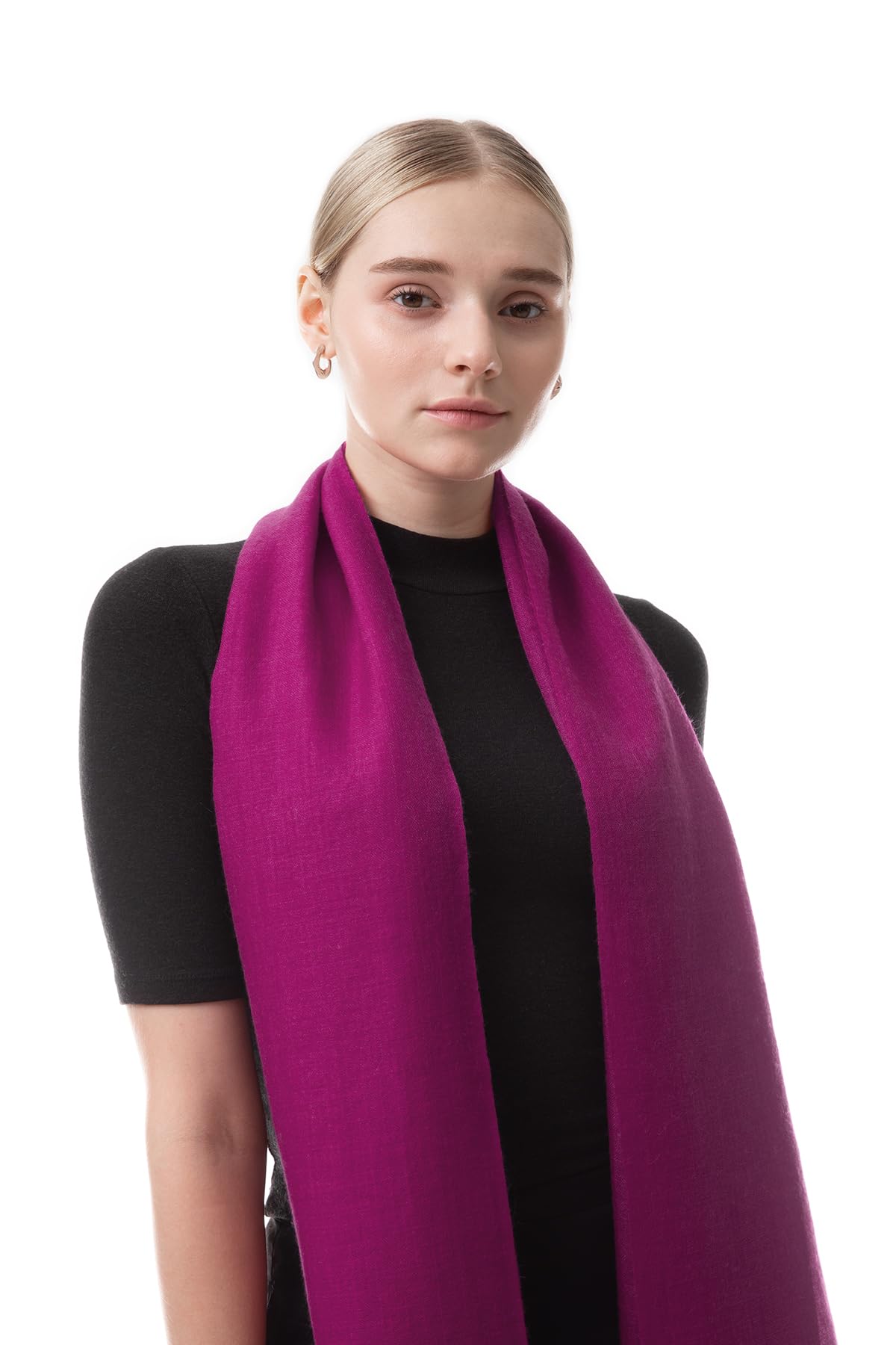 Maya Sapana 100% Cashmere from Himalaya – Prestige Woven Wrap Shawl Extra Large Scarf Stole for women (Beetroot Purple)