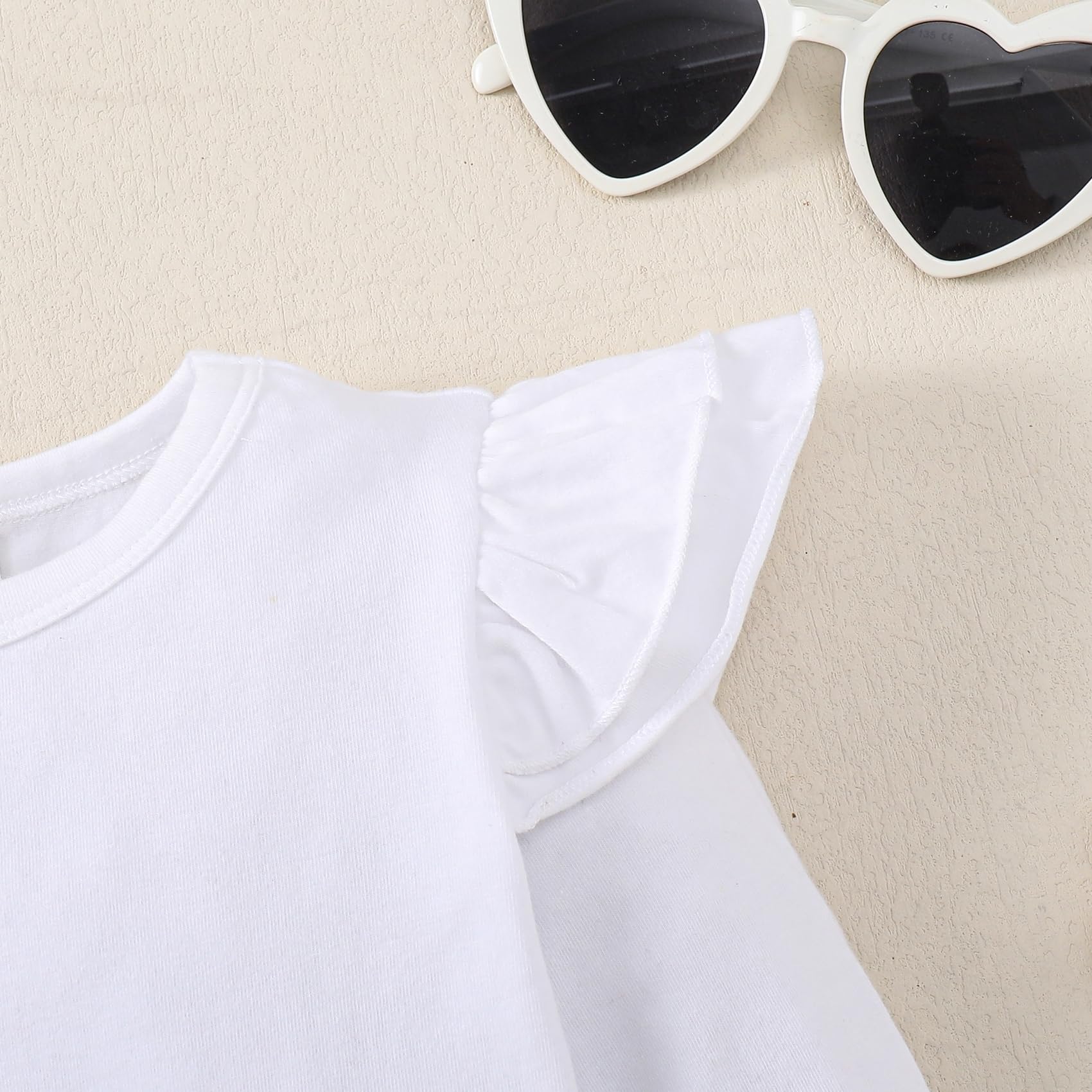 ZFZDRen 12M-7Y Toddler Baby Girls T Shirt Solid Color Blouse Ruffle Top Cotton Casual Tees Plain Shirt (2-3 Years, B047)
