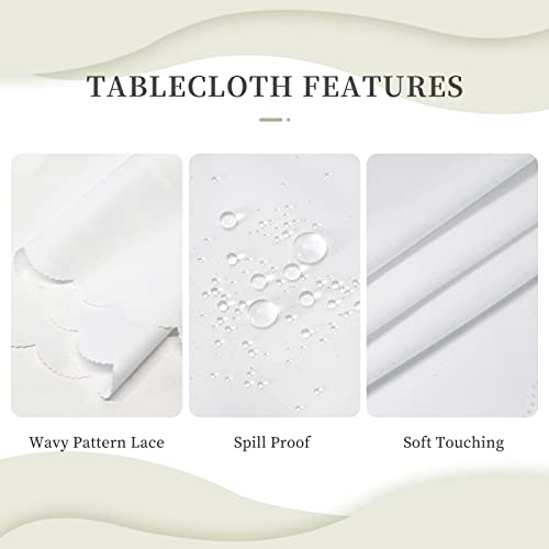 Elightvap Christmas Round Tablecloth 60 Inch, Polyester Lace Tablecloth,Stain Resistance, Water Repellent and Wrinkle-Free for Party Dinning Tabletop Wedding Home Deco