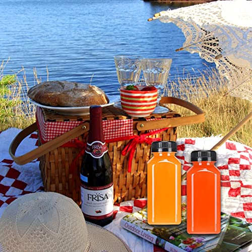 ookizom 24 Pack 8oz Plastic Juice Bottles with Caps, Perfect for Your Water, Juice or Smoothie, Reusable Clear with 3 Brushes & 2 Folding Funnels & Exquisite Label Paper