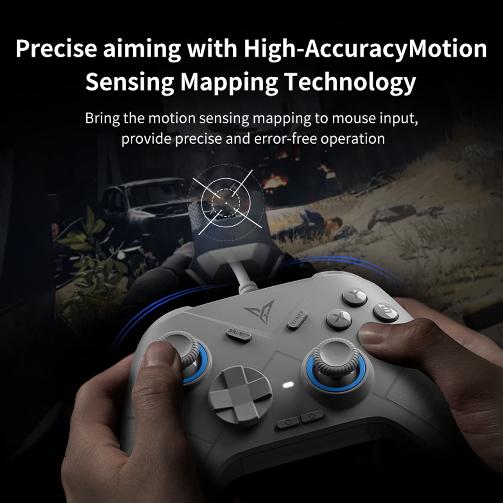 FLYDIGI Direwolf Wired Gaming Controller, Hall Lineness Trigger, Hybrid 8 Directions D-Pad, Motion Sensing Function, Multi-Platform Controller for Windows PC, Nintendo Switch, Steam, Xcloud Ect