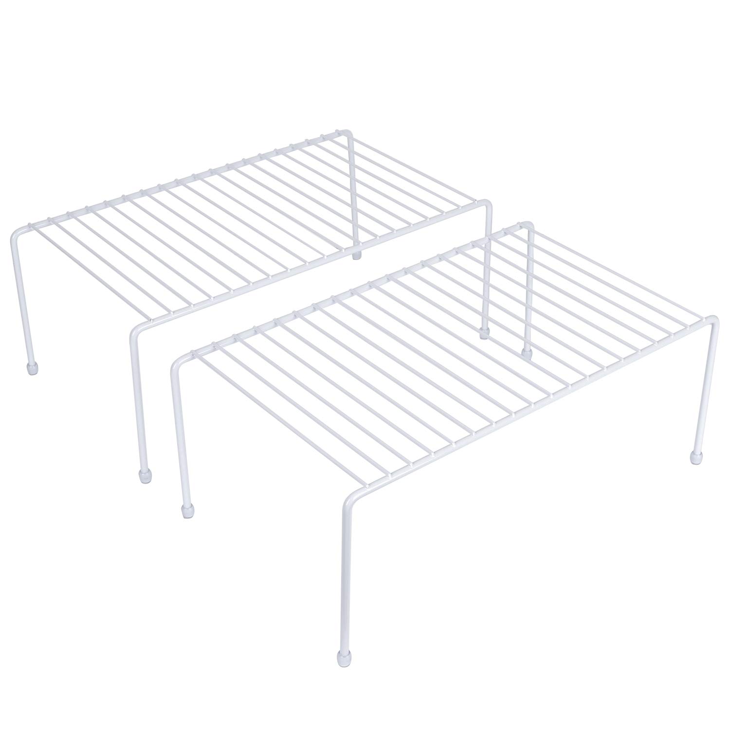 yaenoei Kitchen Storage Shelf Rack w/Plastic Feet - Medium - Steel Metal - Rust Resistant Finish - Cups, Dishes, Cabinet & Pantry Organization - Kitchen 2 Pack (Bronze)