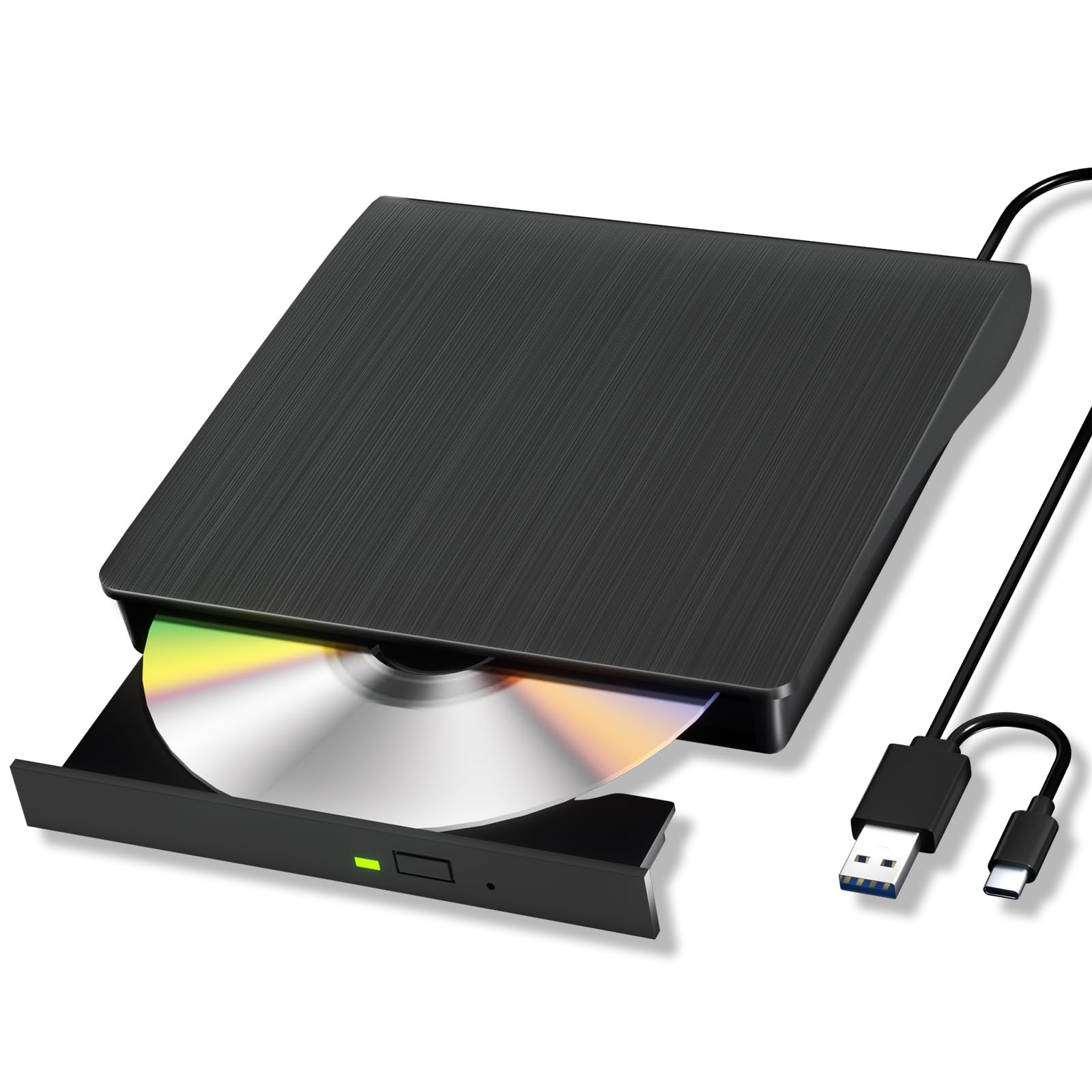 Yaeonku External CD DVD Drive, USB 3.0 Portable CD DVD +/-RW Optical Drive, DVD/CD ROM Rewriter Burner, Compatible with Laptop Desktop PC Windows Linux OS Mac