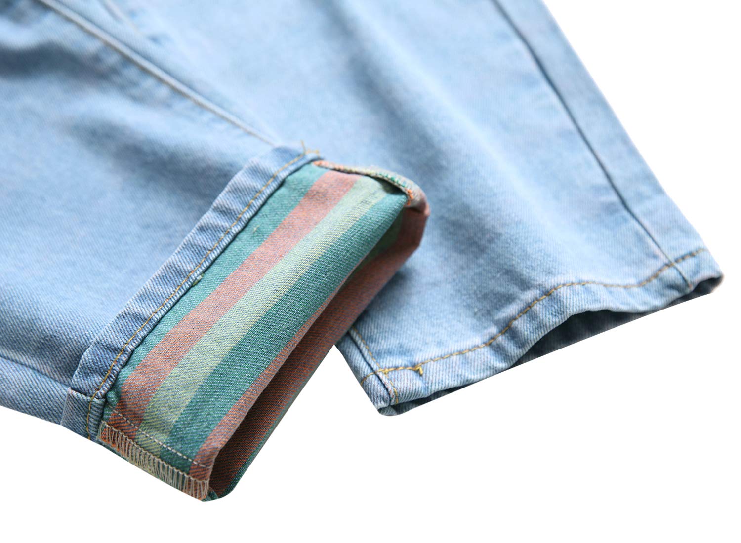 FEESON Men's Casual Regular Slim Fit Ripped Washed Distressed Denim Jeans Blue 28