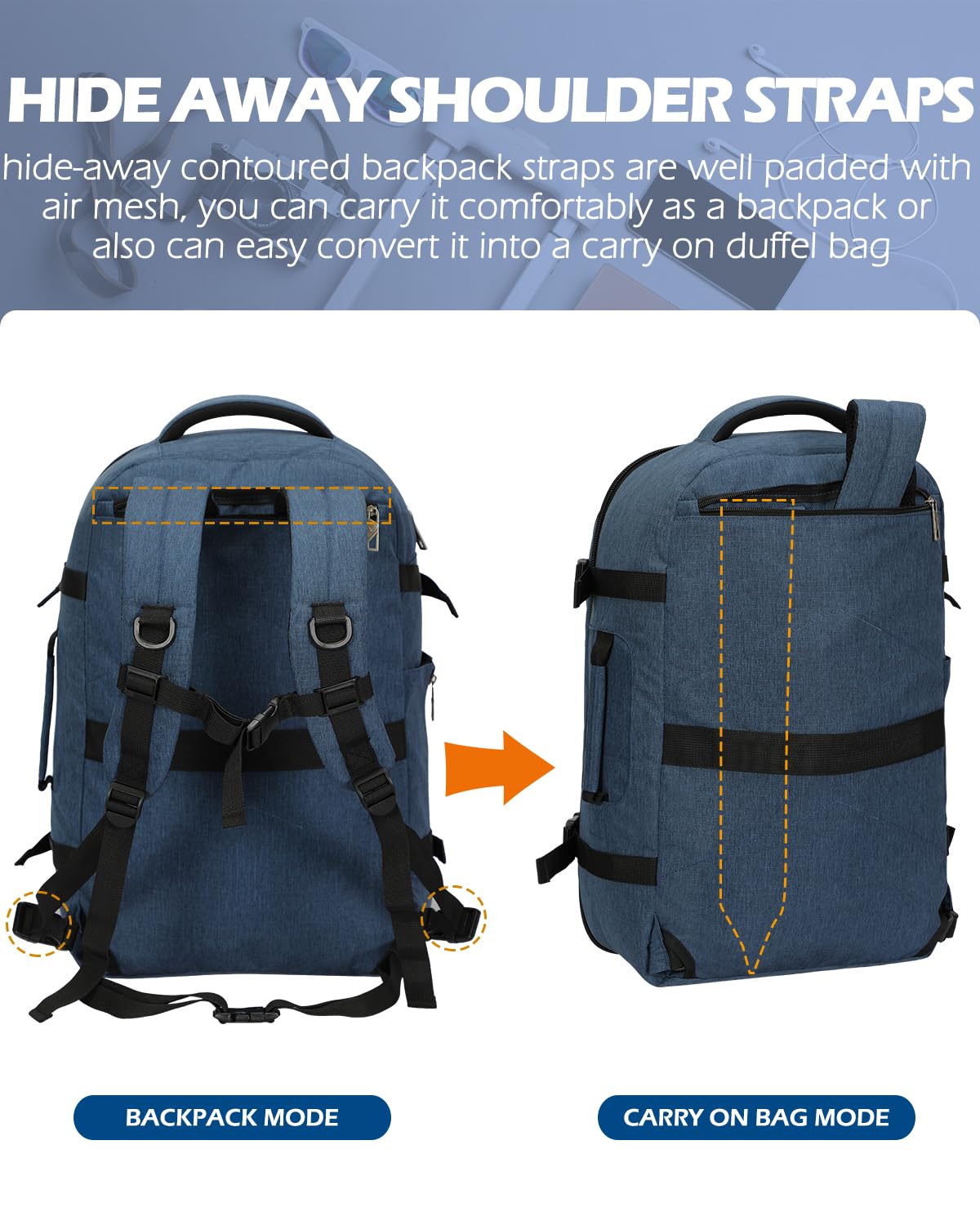 Hynes Eagle Travel Backpack 40L Flight Approved Carry on Backpack Men Large Cabin Weekender Laptop Backpack Women 15.6 inches Blue with 3PCS Packing Cubes Set Red Violet