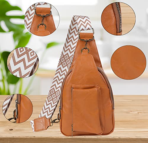 TINVSKQQKJ Women's Chest Sling Bag with guitar strap Crossbody Sling Backpack with pockets For Cycling Hiking travelā¦