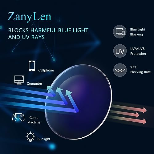 ZanyLen Vintage Blue Light Glasses for Women, Computer Reading/Gaming/Phones Eyeglasses, Anti-Glare/UV400/Eye Strain, Glitter Cat-Eye Champagne Frame