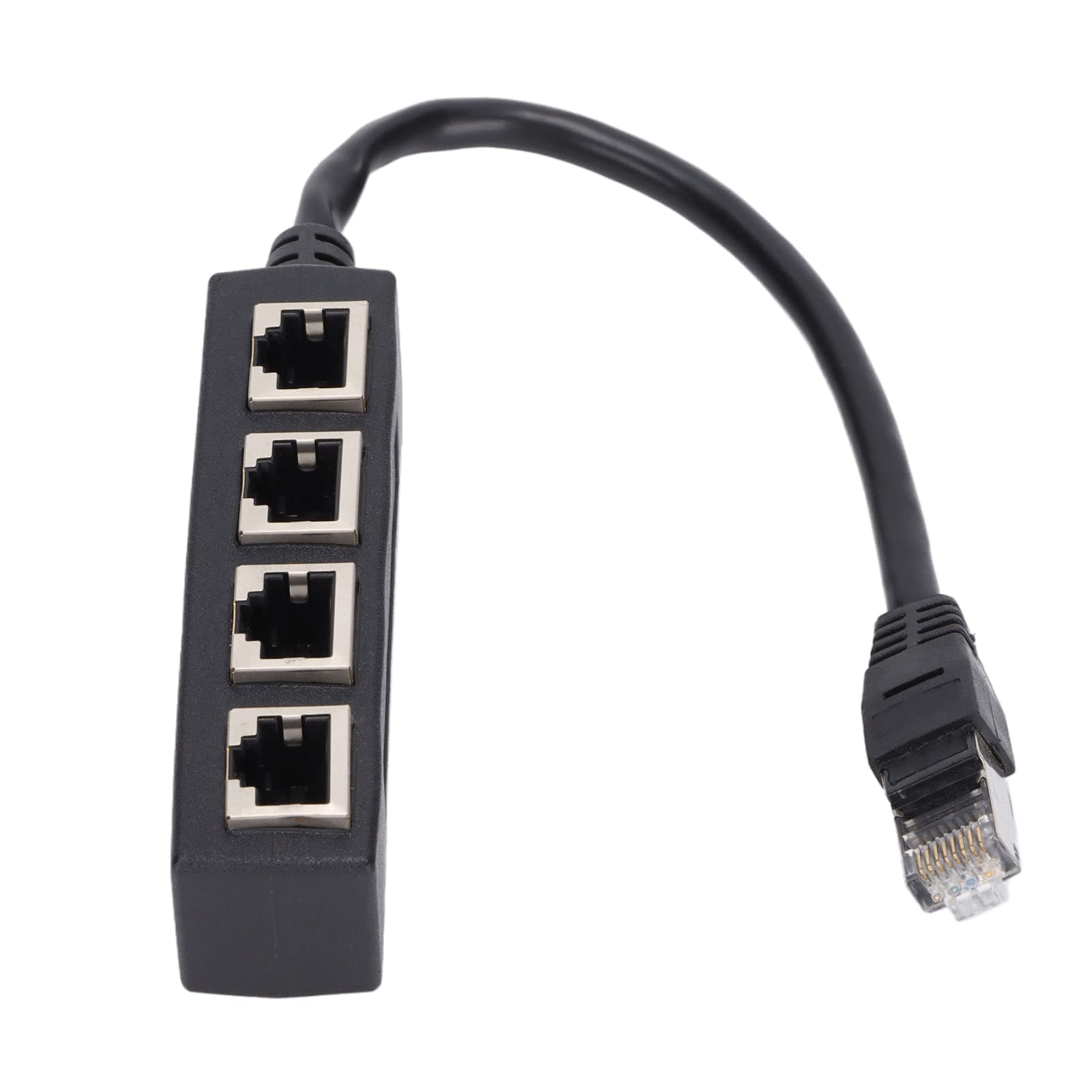 Zhiyavex RJ45 Splitter Adapter,1 to 4 Port Smooth Transmission Excellent Connection Network Cable Adapter,PCB Board Ethernet Adapter for All Networks, Homes and Offices, Broadband Connections, black