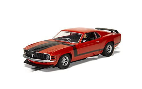 Scalextric American Street Duel 1970's Camaro vs. Mustang 1:32 Slot Car Race Track Set C1429T, Blue & Red
