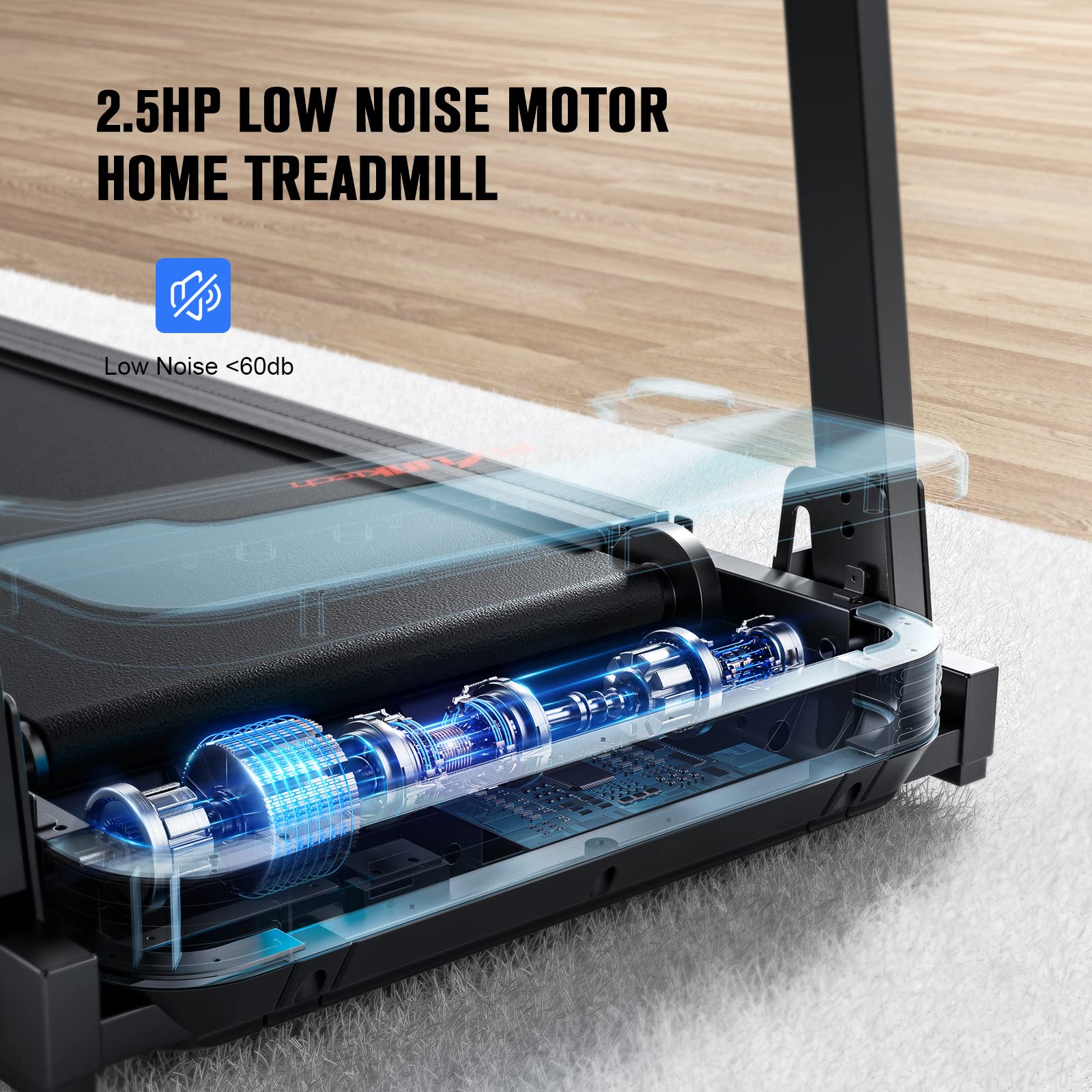 FLYLINKTECH Folding Treadmill with Incline, 2.5HP Electric Portable Treadmill with APP Control, LED Display,12 Preset Programs, Easy Assembly Walking Running Treadmills for Home Gym Office