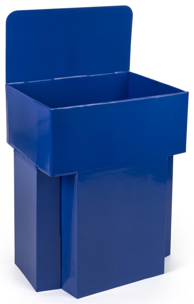 Displays2go Set of 5, Single-Cell Dump Bin, Floor-Standing, Removable Header - Corrugated Cardboard, Blue