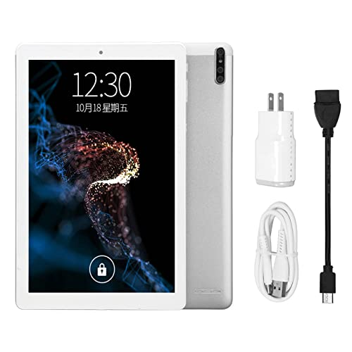 lonuo HD Tablet 13MP Camera 100-240V Silver Tablet Octa Core 2.5GHz CPU 6GB RAM 128GB ROM for School (US Plug)