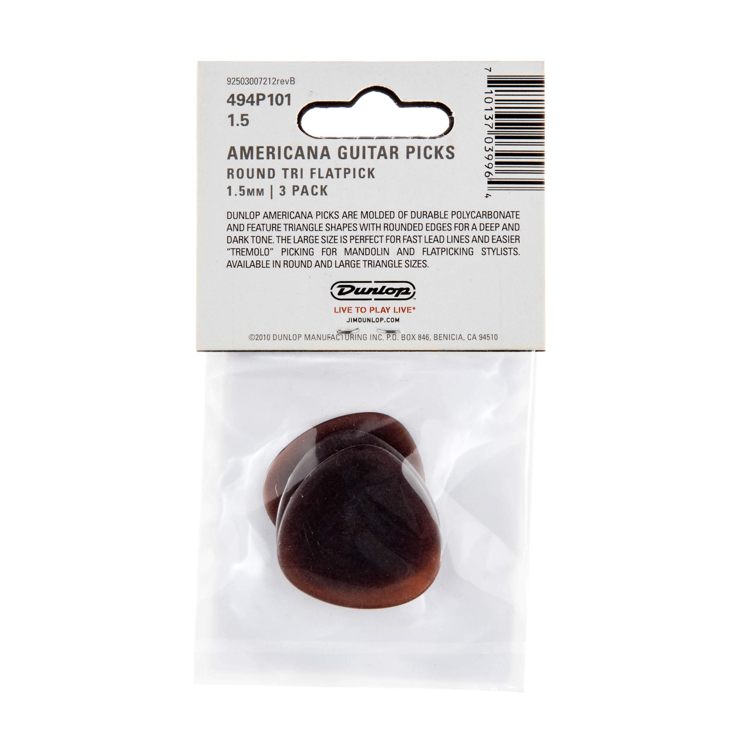 Dunlop Americana™ Round Triangle, Brown, 3/Player's Pack