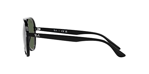 Ray-Ban RB4376F Low Bridge Fit Aviator Sunglasses, Black/Dark Green, 57 mm