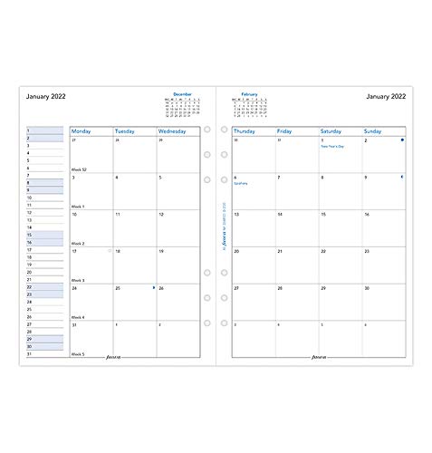 Filofax A5 Month on Two Pages English Block Format 2022 Diary