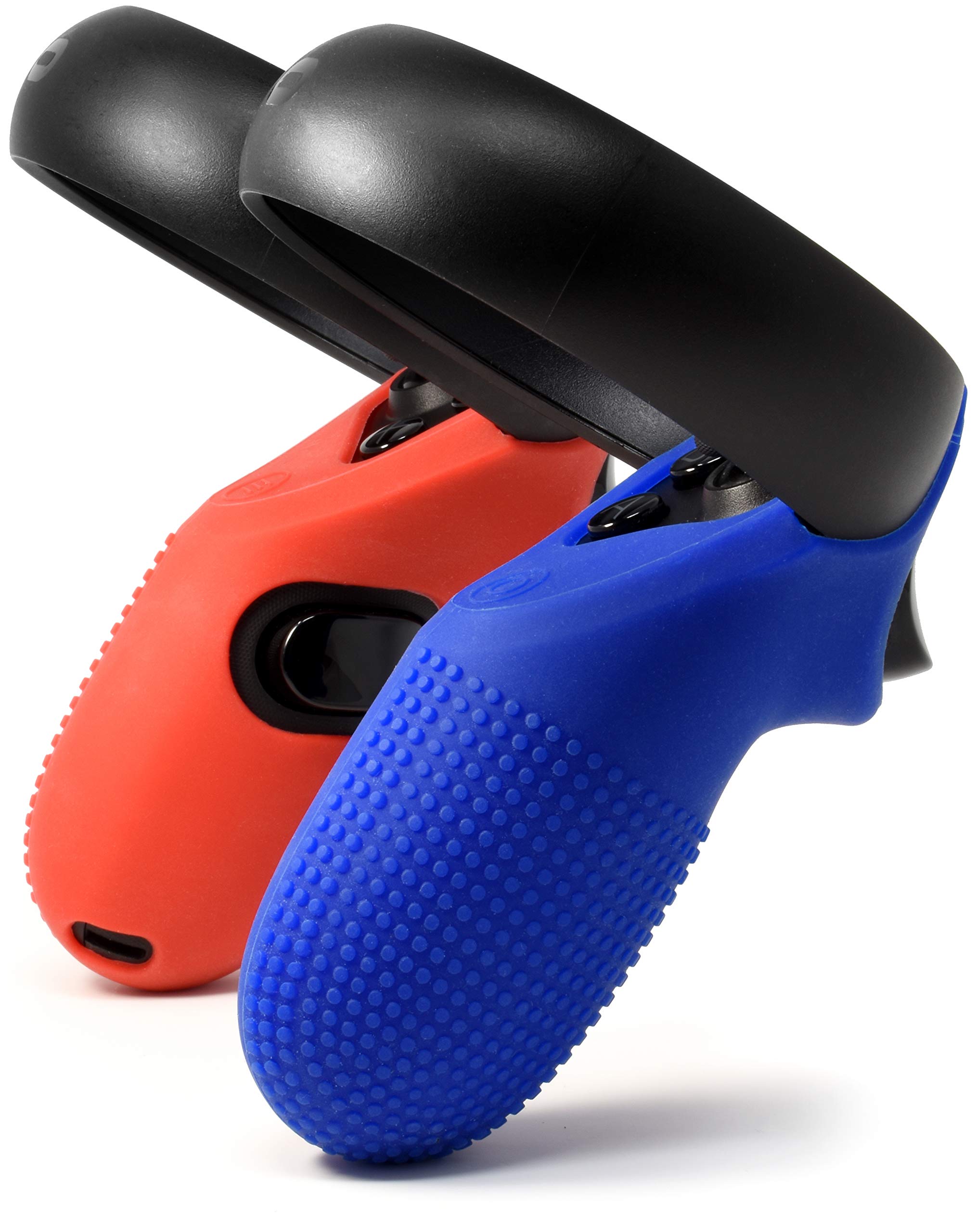 Evolution Controller Skins for The Quest 1 by Asterion - Premium Gel Shell Silicone Grip Protection Covers with Ultra Secure Lock (Rhythm Mix, 1 Blue + 1 Red)