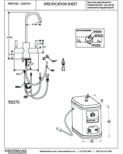 Westbrass D2051HFP-07 Hot Water Dispenser, 10", Satin Nickel
