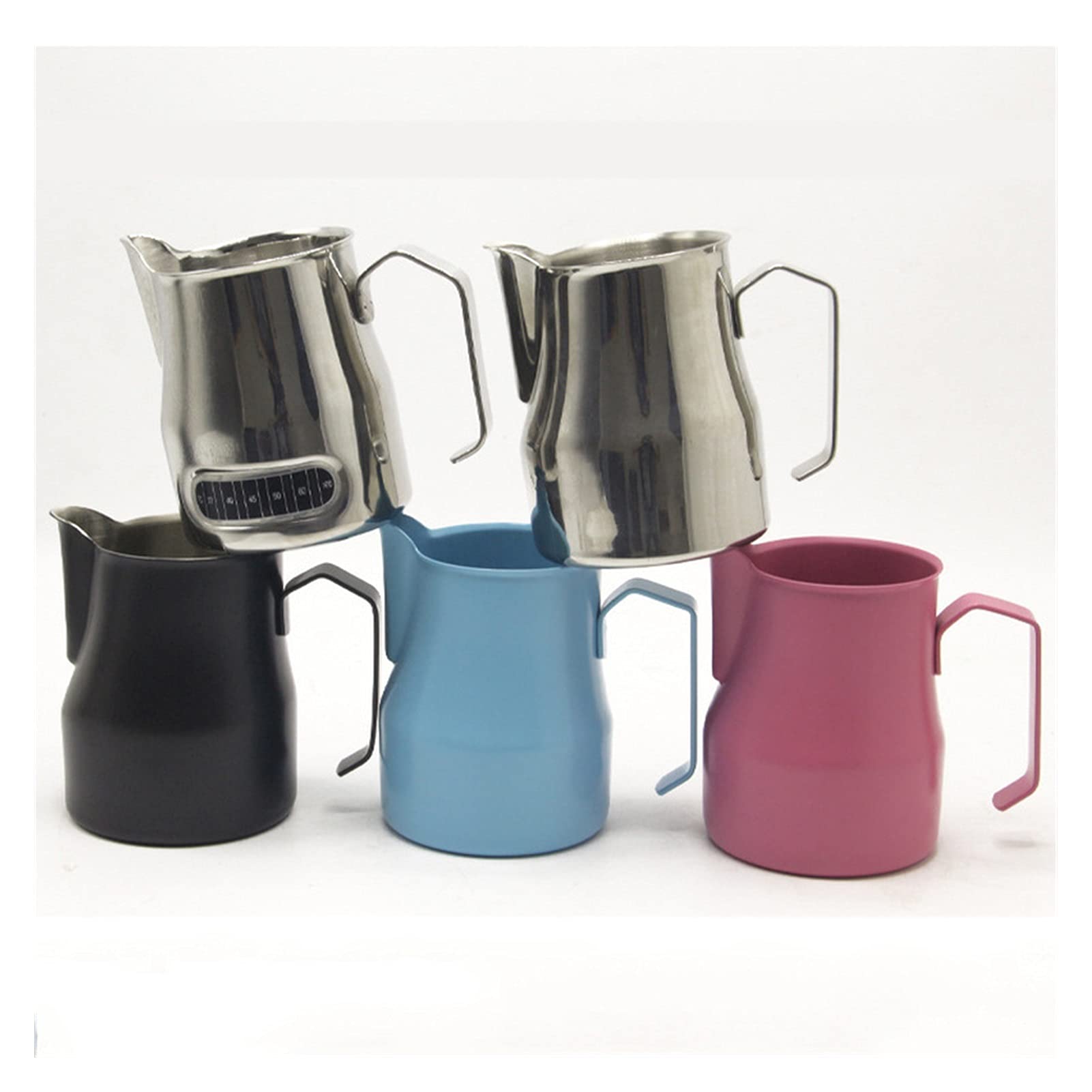 gravy boat set Milk Jug 500ml/700ml Stainless Steel Frothing Pitcher Pull Flower Cup Coffee Milk Frother Latte Art Milk Foam Tool Coffeware gravy boat with lid (Color : Teflon-500ml)