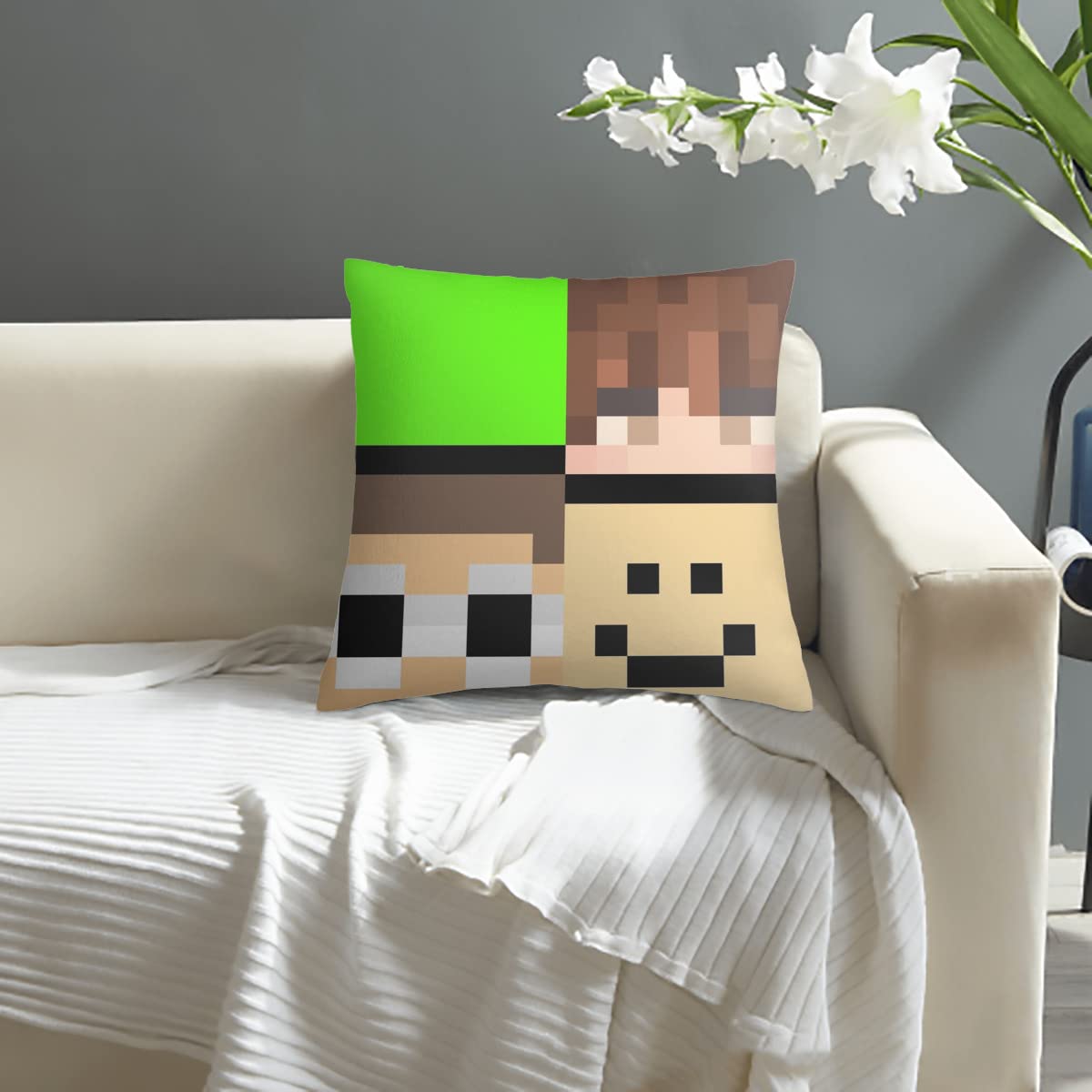 Dream, Karl, George, Quackity Dream SMP Skins DSMP Velvet Throw Pillow Covers Sofa Pillowcase Car Square Throw Pillowcases Home Decoration Game 18in*18in