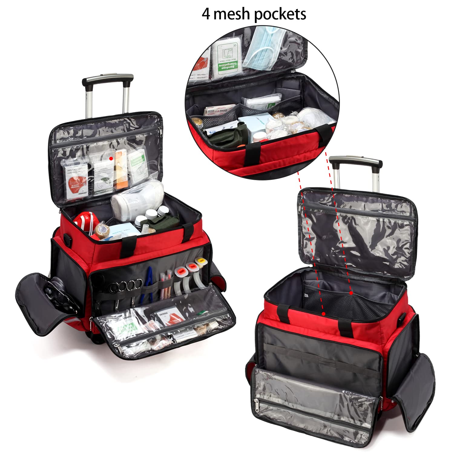 Medical Bag Rolling Roller Bag Trolley Duffel Nurses EMT CNA RN Empty for First Aid Responder Home Health Care Nursing Student Roll Duffle Bag Carry on with Wheels Wheeled Work Physicians Doctor