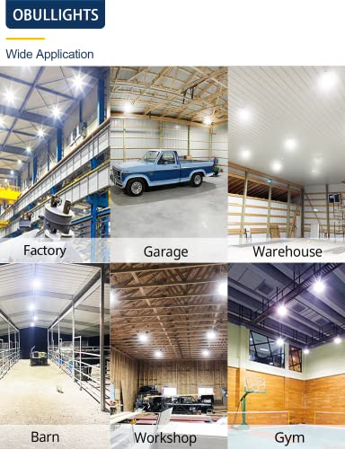 obullights Super Bright Led High Bay Light 150W 22500LM 5000K, LED UFO Light Fixture, 100-277V, UL US Plug 5' Cable, Alternative to 600W MH/HPS for Warehouse Shop Garage Barn Factory, IP65