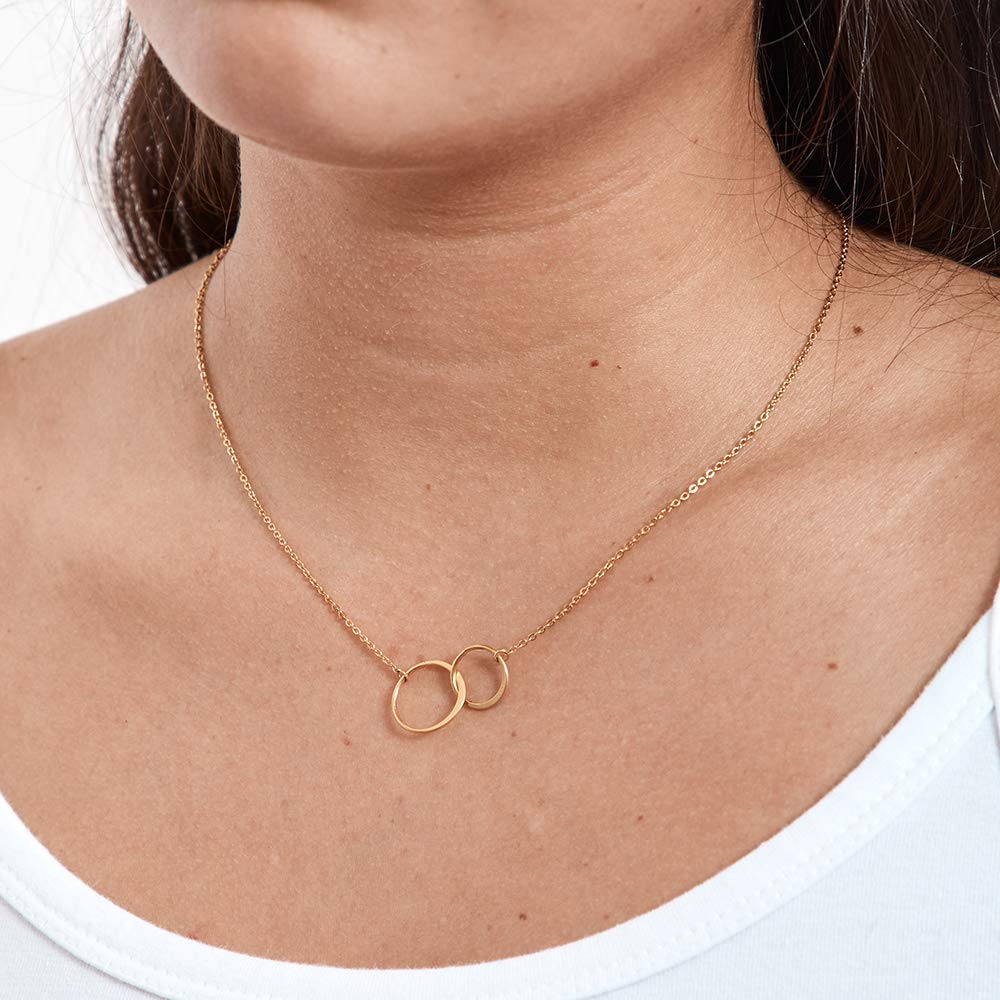 Expecting Mom Gift Necklace - Heartfelt Card & Jewelry Gift for Baby Showers, etc (Infinity Circles - Gold)