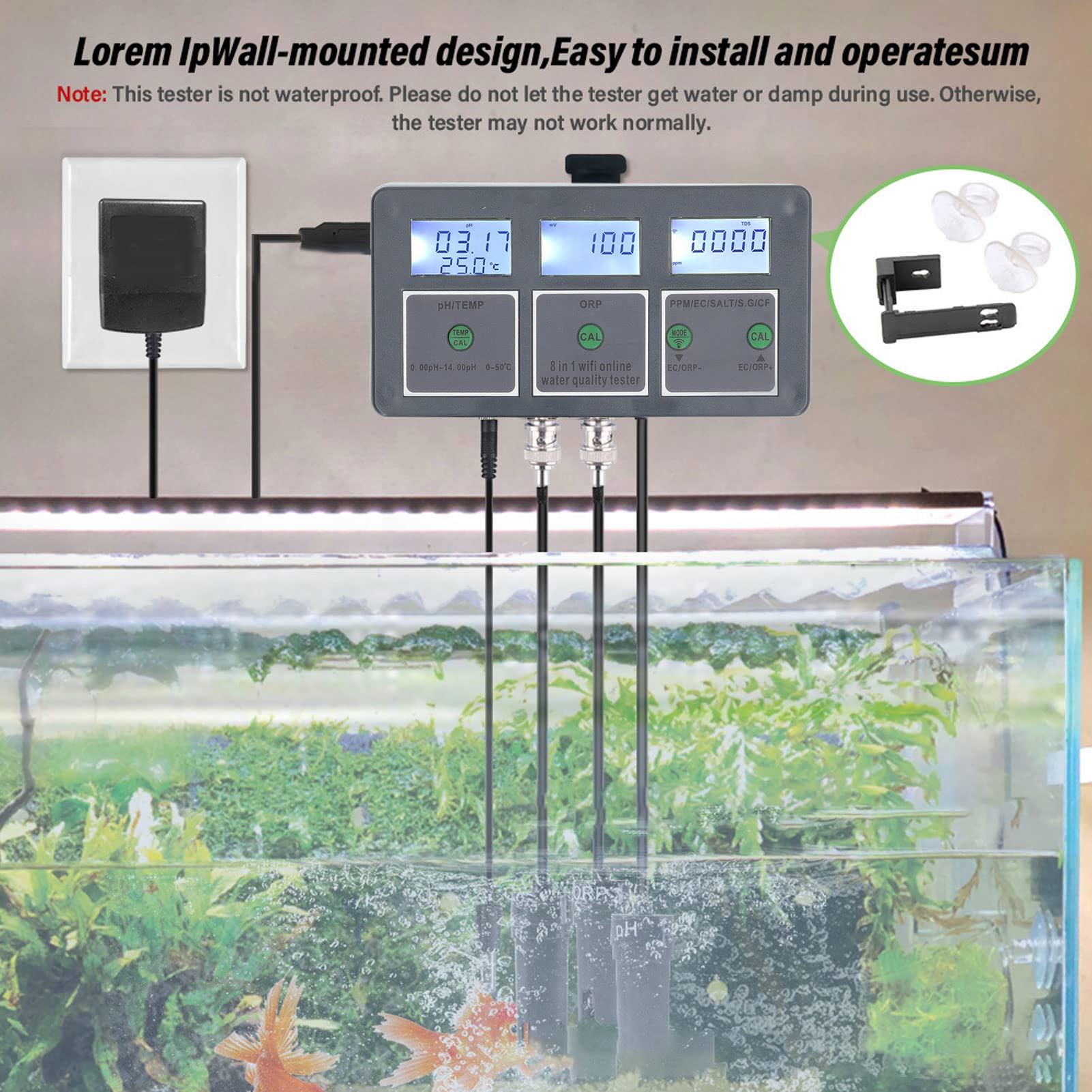 Multi Parameter Water Quality Tester, Real Time Data Reception Water Quality Meter Wireless Remote Monitoring Automatic Data Storage WiFi Online for Fish(#2)