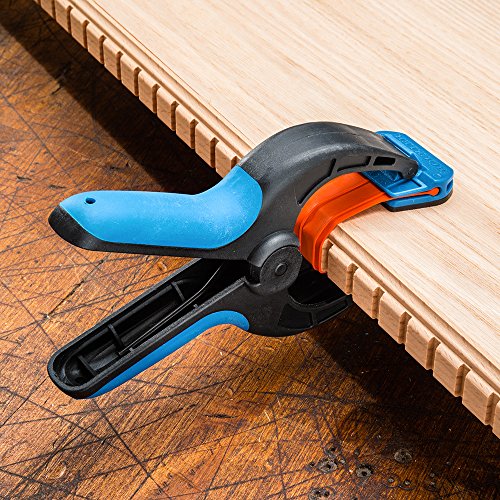 Medium Spring Clamps (Pair) β Easy Squeeze Bandy Clamps Woodworking for Thinner Stock, & Delicate Moldings β One-Handed Operation Medium Clamps β Easy to Grip Nylon Hand Clamps w/Fiberglass