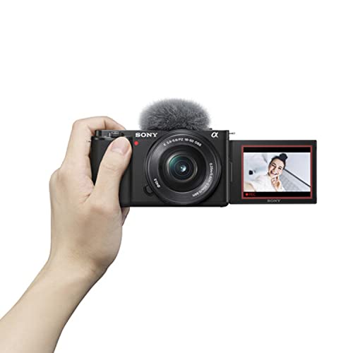 Sony ZV-E10 Mirrorless Camera with 16-50mm Lens 64GB Extreem Speed Memory,Video Microphone, LED Video Light, Case. Tripod, Filters, Hood, Grip, & Professional Video & Photo Editing Software Kit