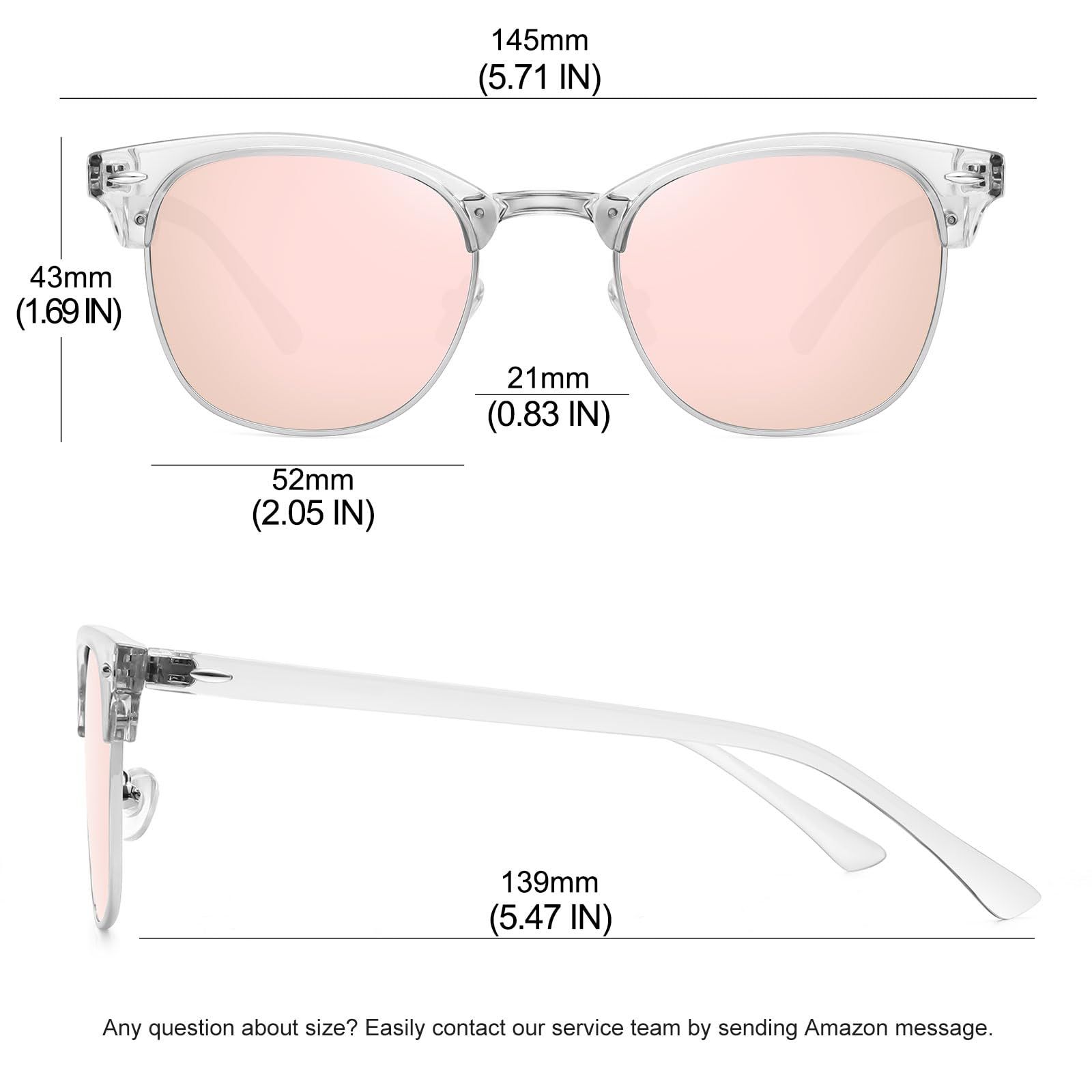 MEETSUN Retro Semi Rimless Polarized Sunglasses for Women Men Trendy Mirror Lens Driving Sun Glasses 3 Pack Black Brown Pink