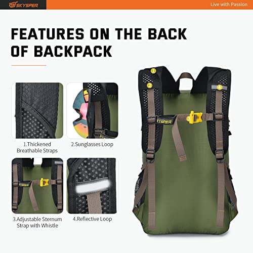 SKYSPER Packable Hiking Backpack 30L Lightweight Daypack Travel Backpacks for Women Men(Green)