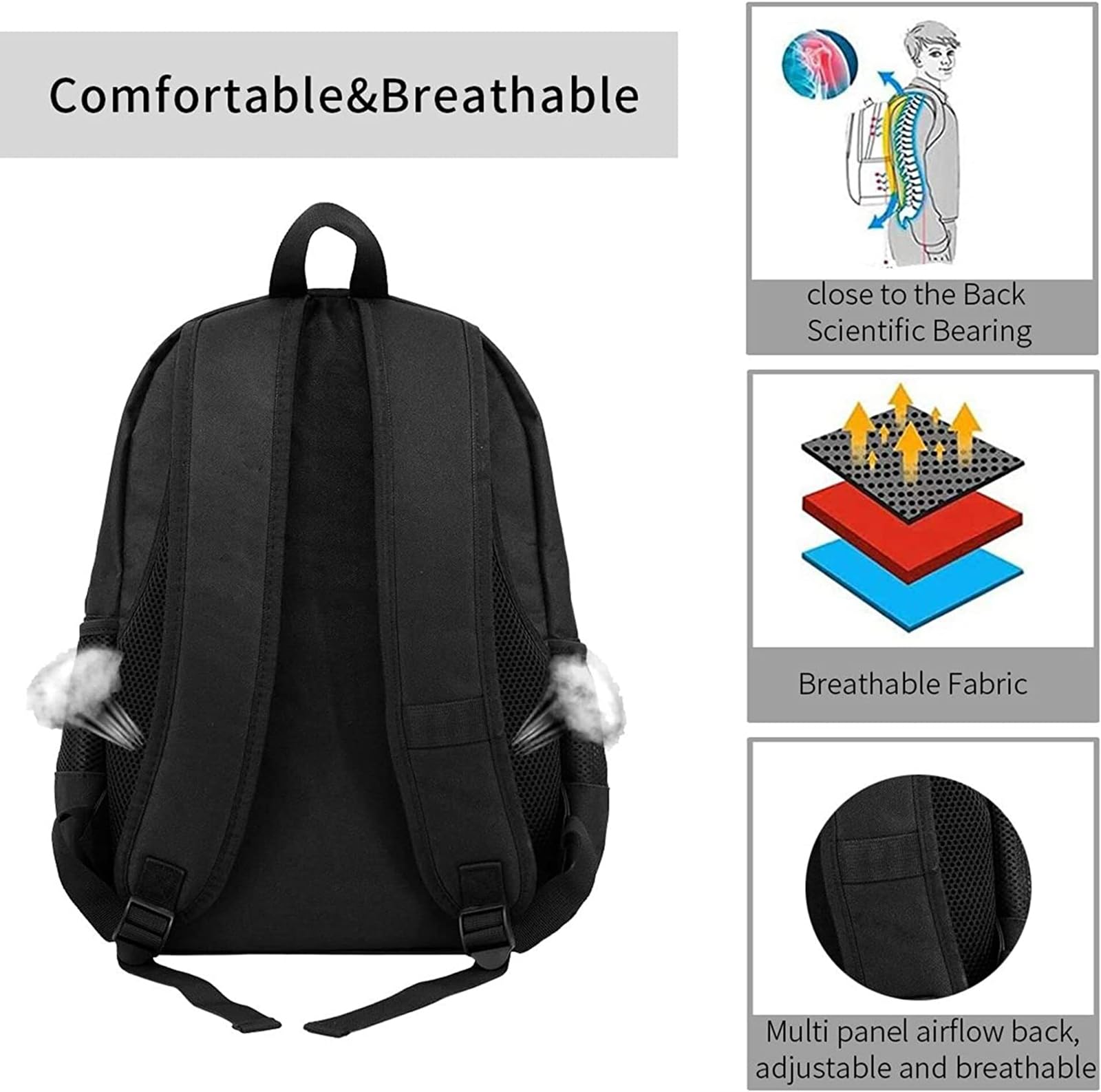 FGJIIFDF Cute Cartoon Anime Backpack for School,3D Print 17 Inch Large Capacity Adjustable Bag for Teens Boys Girls (Blue C)