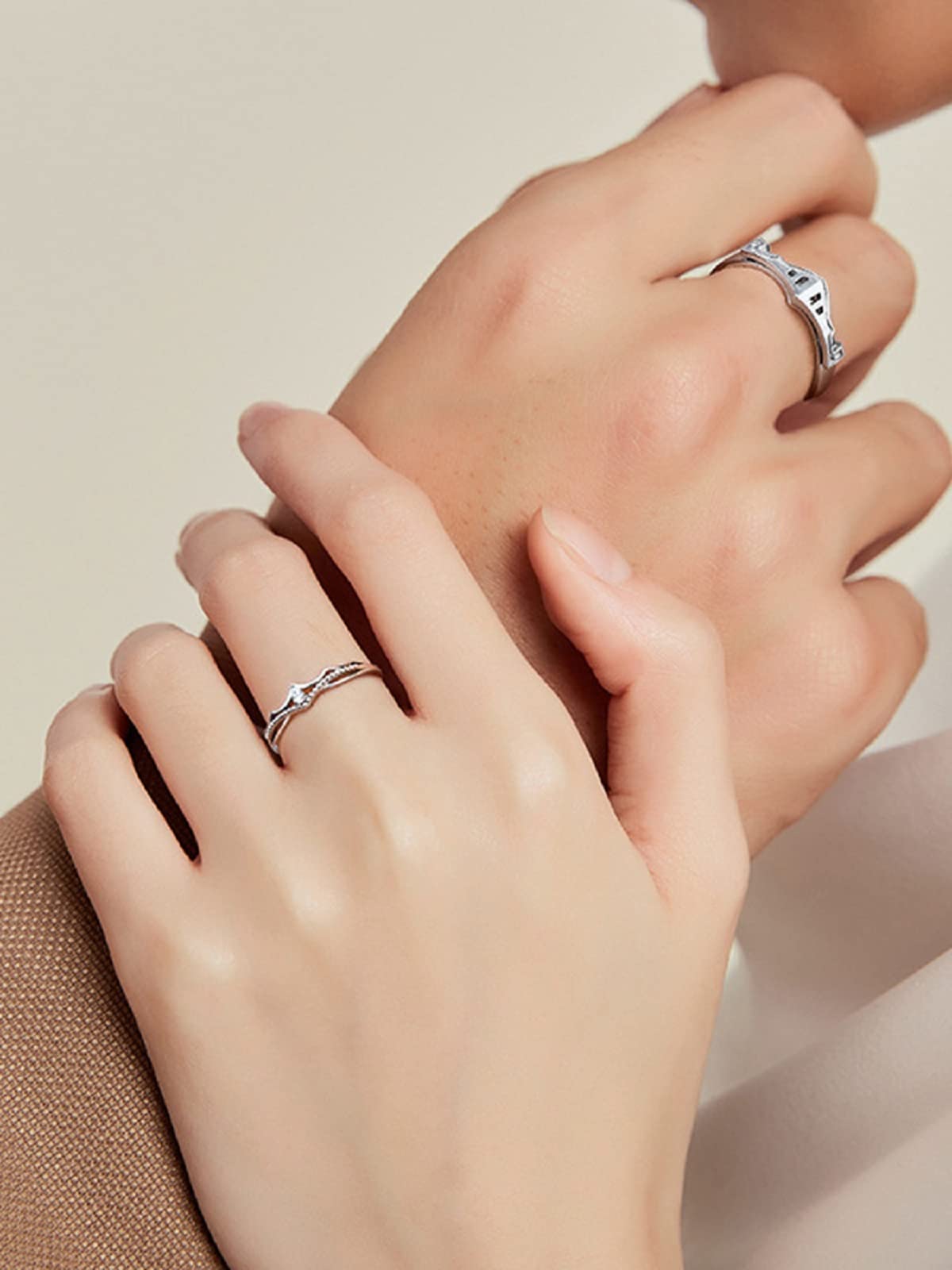 JASXEYO wedding ring sets for him and her,promise rings for couples,promise rings for her,matching rings for couples,dainty rings,Adjustable Princess and Knight Rings Set His and Hers (women's)