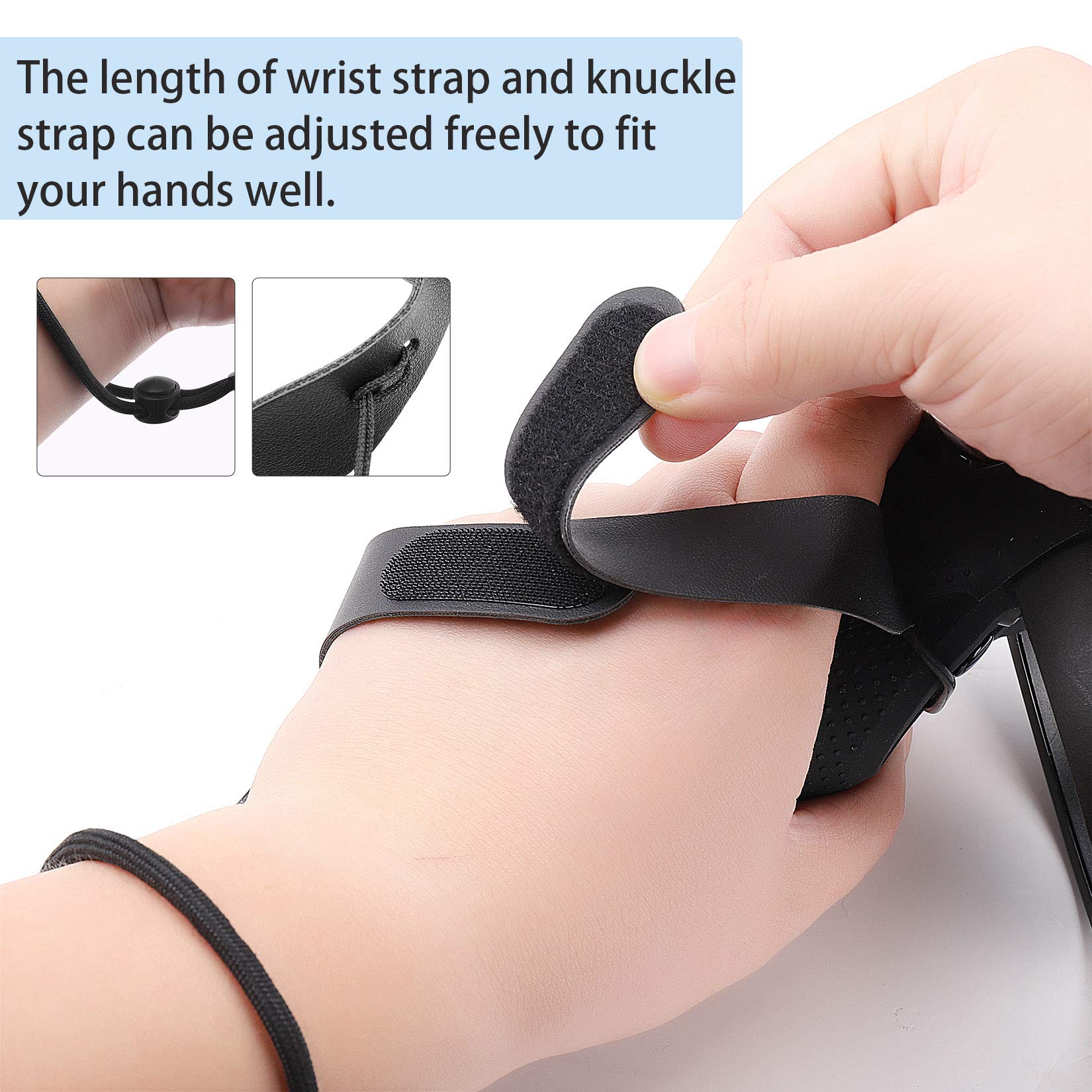 eWonLife Controller Grip Cover for Oculus Quest 1/ Rift S, with Adjustable Wrist Strap and Knuckle Strap, Anti-drop Protective Handle Sleeve, Including Cover Caps (Not Fit Quest 2)