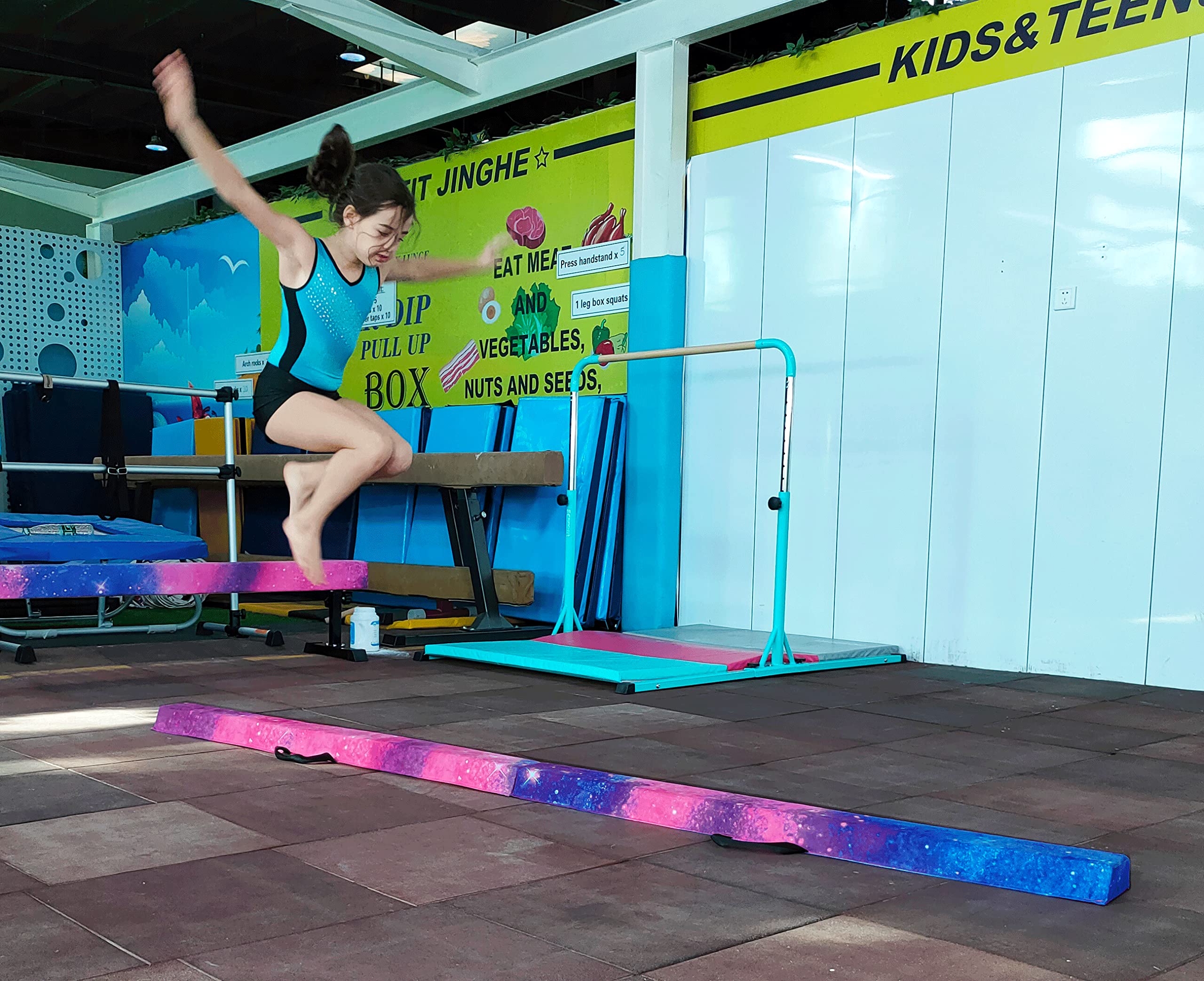 FC FUNCHEER Foldable Gymnastics Beam for Kids,6FT/9FT Floor Balance Beam,Non-Slip Base,Faux Suede Cover with Carrying Bag and Handles