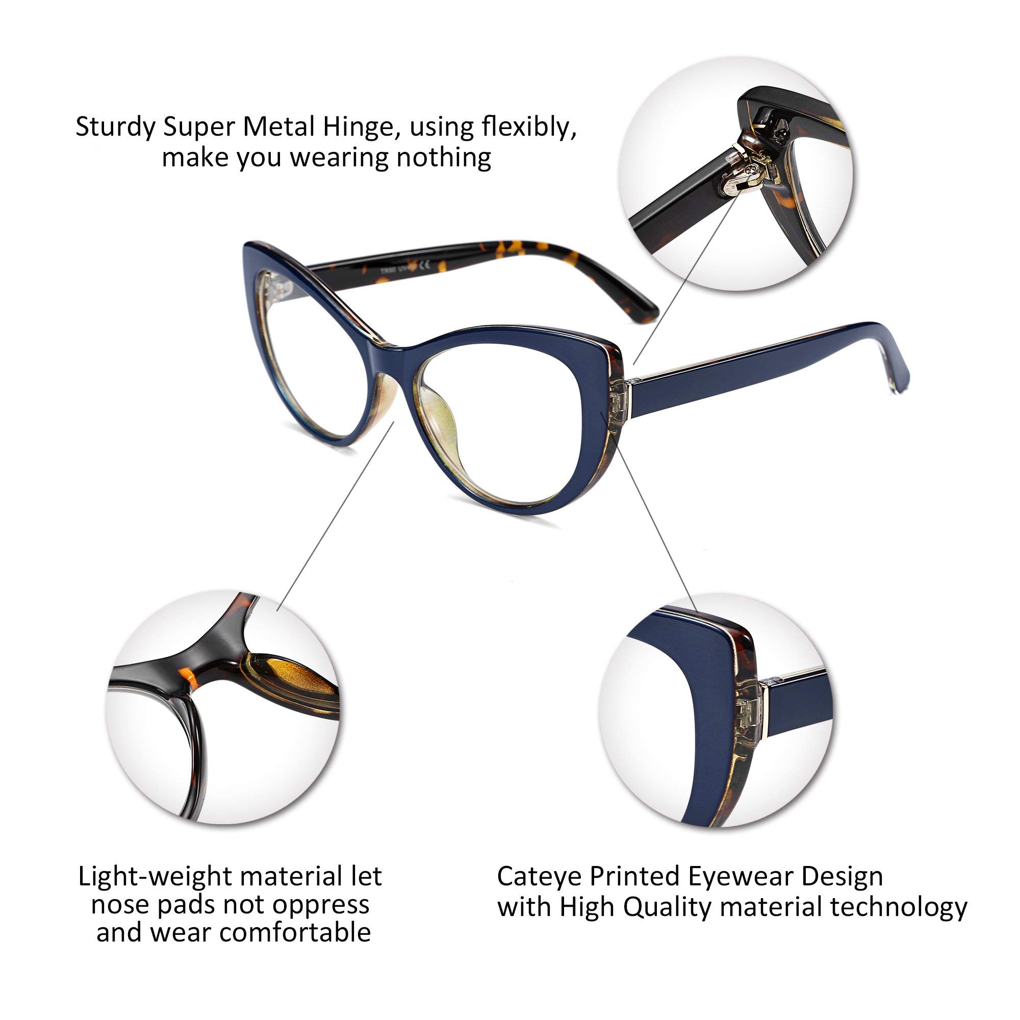 FEISEDY Womens Cateye Glasses Frame Printed Eyewear Clear Lenses Eyeglasses B2441