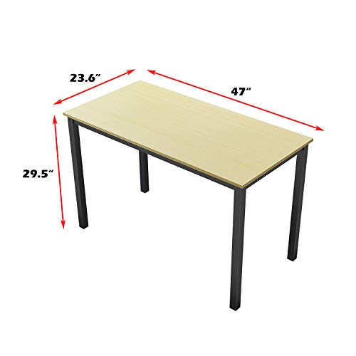 FSTAR 47" Writing Desk Sturdy Home Office Desk Modern Simple Design Computer Desk Writing Table for Home Office Large Space Workstation Metal Frame (47", Oak)