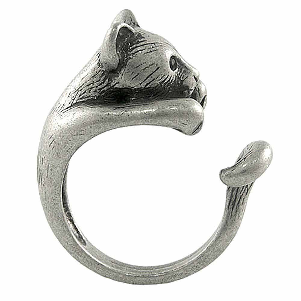 Ellenviva Big Cat Adjustable Animal Wrap Ring Vintage Silver Tone
