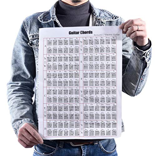 Exceart Acoustic Electric Guitar Chords Poster Guitar Reference Practice Chart Fingering Paper for Beginner Starter Guitar Lover 60x40cm