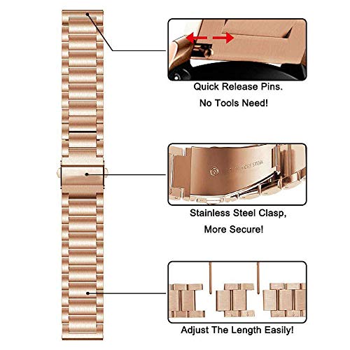 ViCRiOR Bands Compatible with 19mm ID205L Veryfitpro SmartWatch Stainless Steel + Mesh Strap Bracelet Replacement Band for ID205L, ID205G ID205 ID205U ID205S, Rose Gold