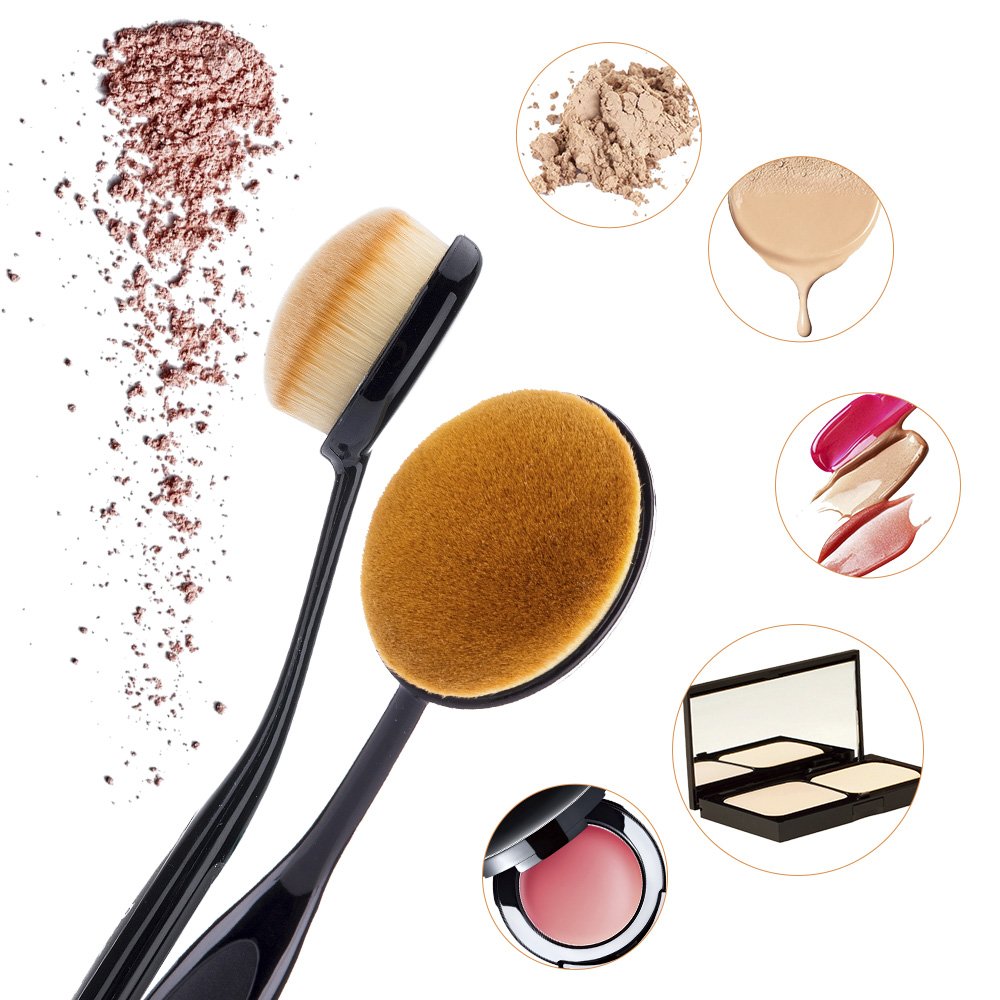Duorime New 7pcs Black Oval Toothbrush Makeup Brush Set Cream Contour Powder Concealer Foundation Eyeliner Cosmetics Tool …
