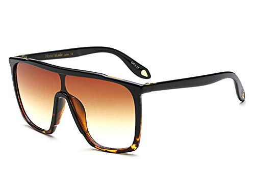 Freckles Mark Vintage Retro Oversized 70s Sunglasses for Men Women Shield Disco Glasses (Black Tortoise Brown, 59)
