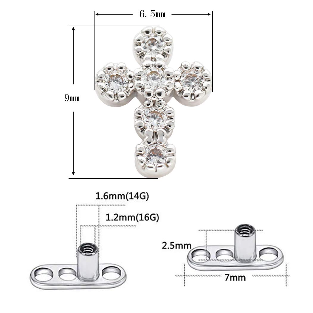 Excepro 1PCS 2mm Dermal Anchor Tops And Base G23 Titanium Cross Shape Men And Women Microdermals Piercing Body Jewelry