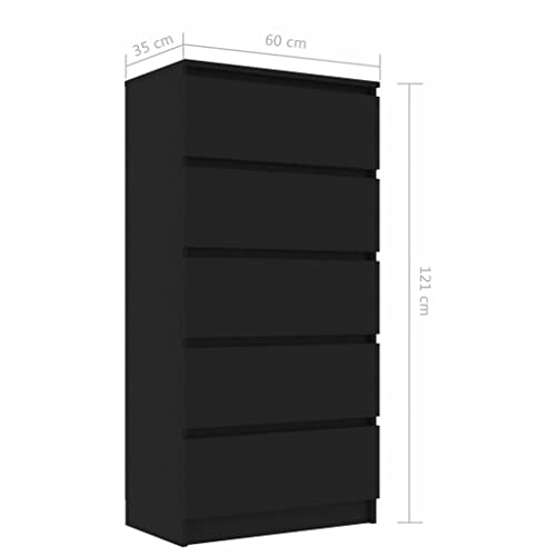 SEASD Buffets and Drawer Sideboard Cabinet with Storage Home Decor Black 23.6"x13.7"x47.6" Chipboard