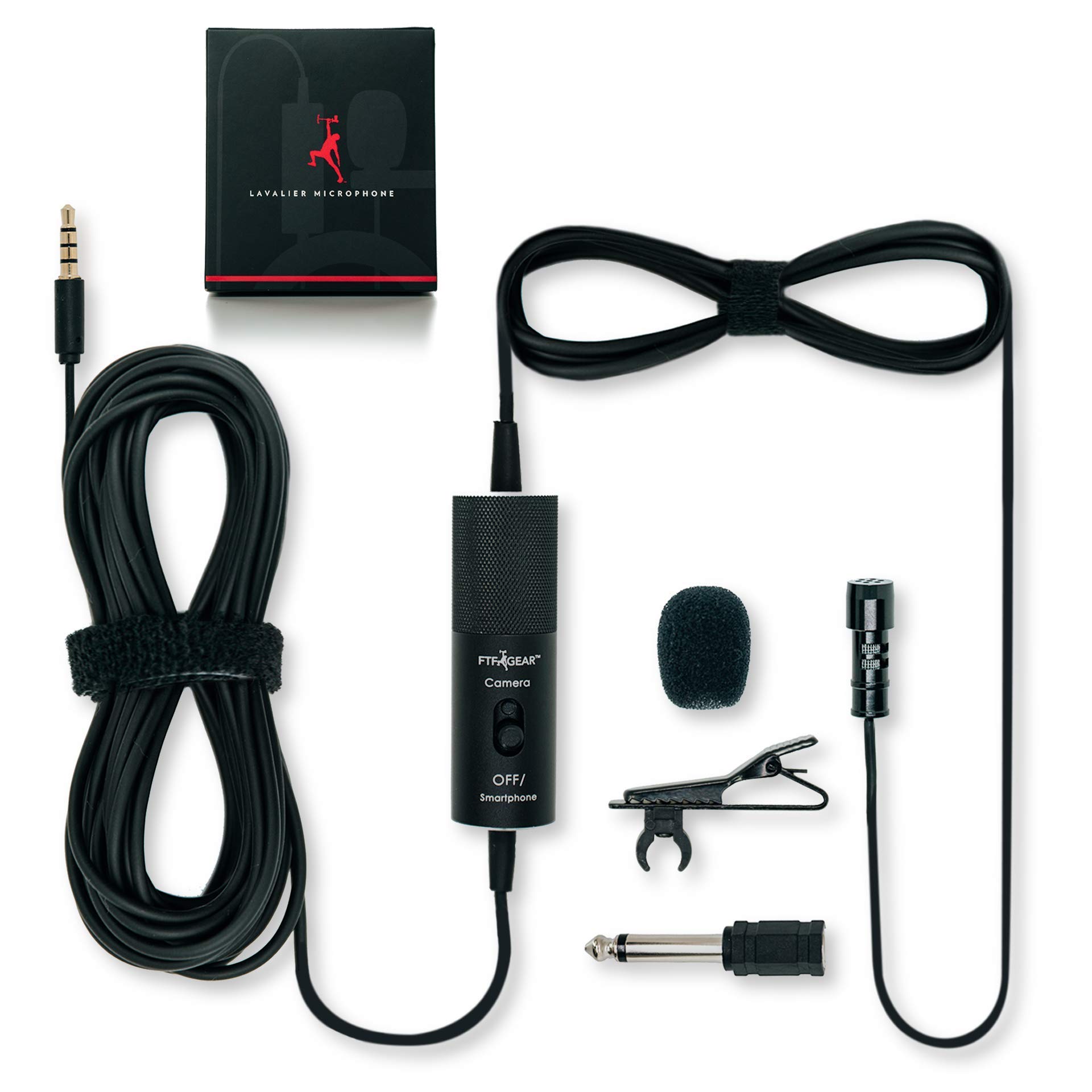 FTF GEAR Lavalier Lapel Mic with Omnidirectional Condenser and Power Pack, Lav Microphone for Beginner to Professionals.