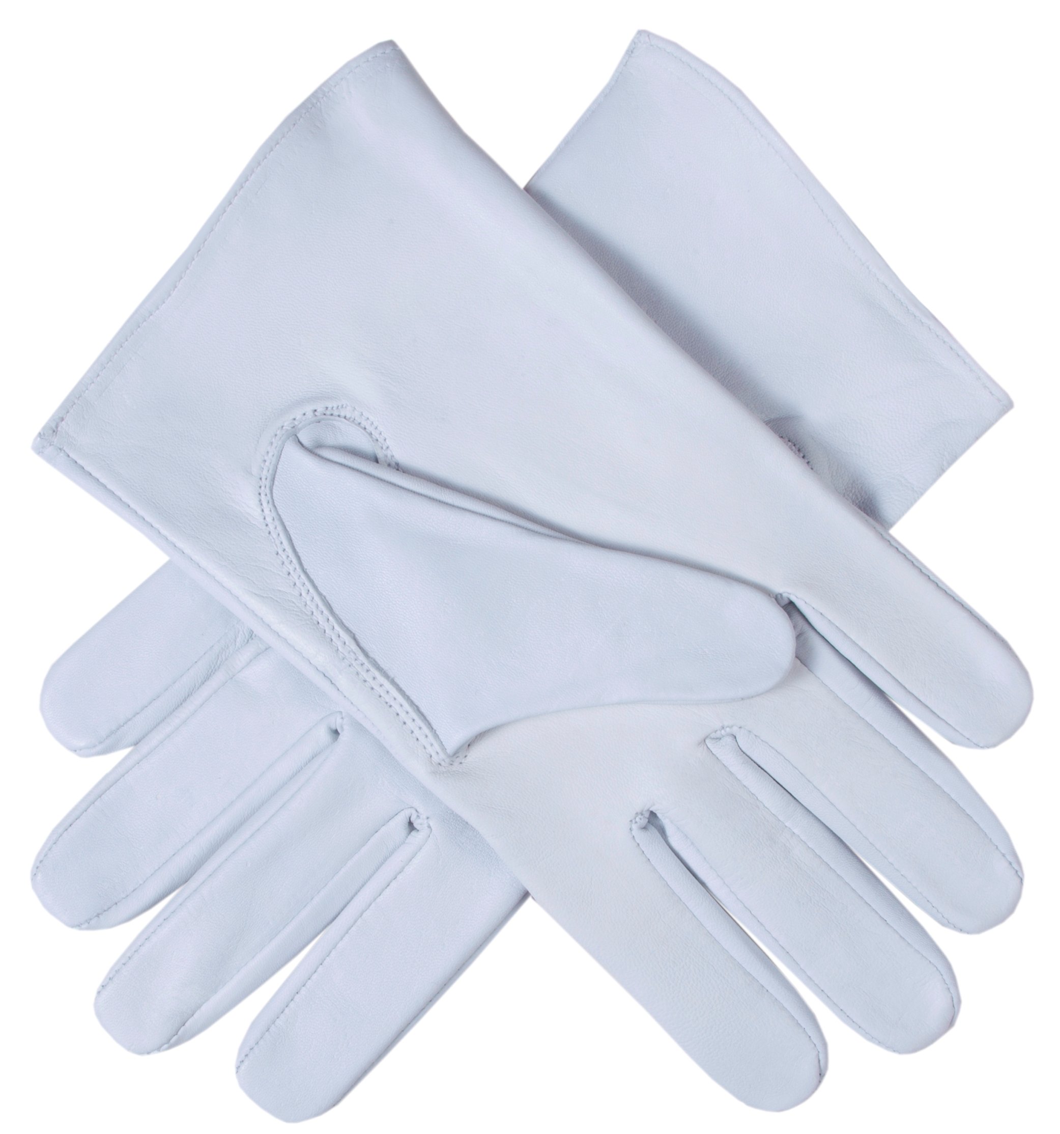 Freemasons Masonic White Leather Gloves with SC&G in Silver Embroidered.Size XX-Large